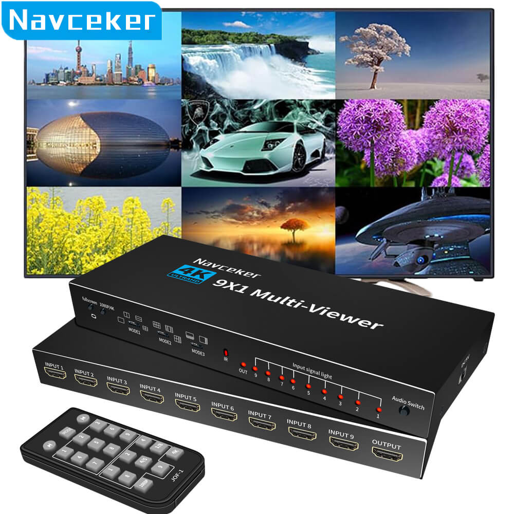 9 Channel HDMI Multiviewer Switch 4K Quad Seamless Switcher Multi-Viewer – Navceker Store