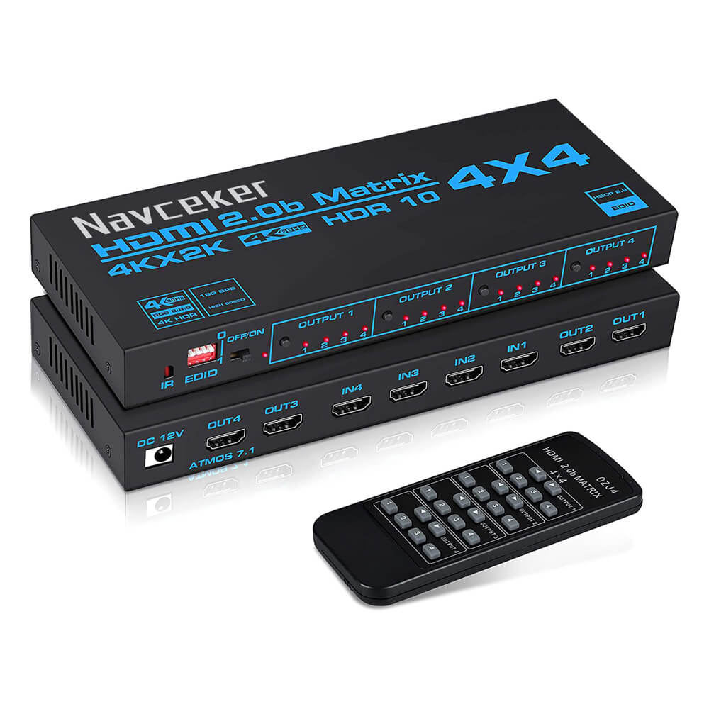 4K 60Hz HDMI Matrix Switch 2.0 4x4 HDMI Splitter Switcher 4 IN 4 OUT – Navceker Store